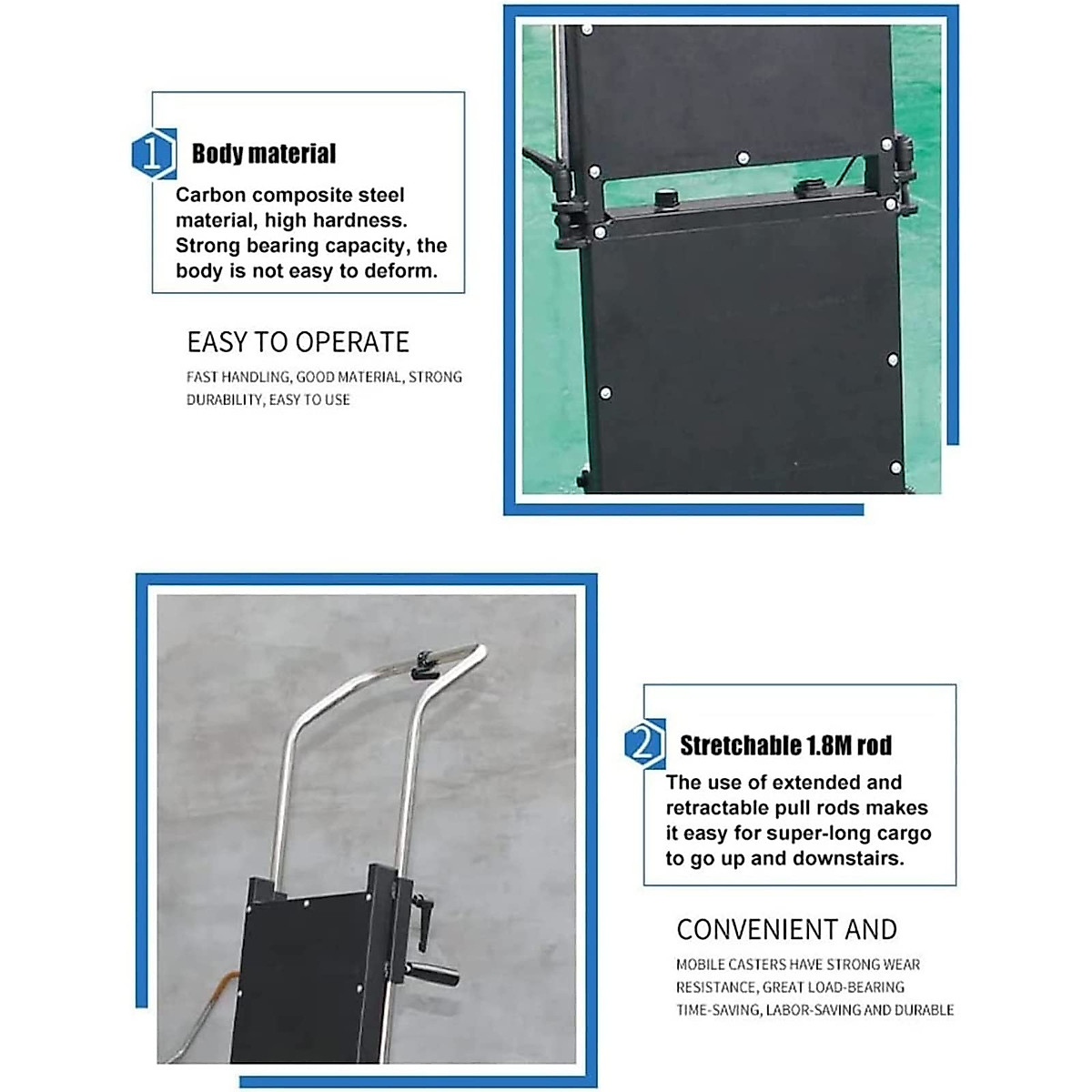 WTHOME Electric Hand Truck Stair Climber, Electric Folding Hand Truck, Telescopic Handle, Maintenance-Free Brushless Motor - Detachable Battery, Labor-Saving and Convenient Truck (Size : 48V)