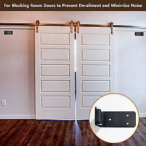 90° Stainless Steel Sliding Door Hardware Door Stop,2pcs Sliding Barn Door Bottom Floor Guide with Mounting Screws (Black)