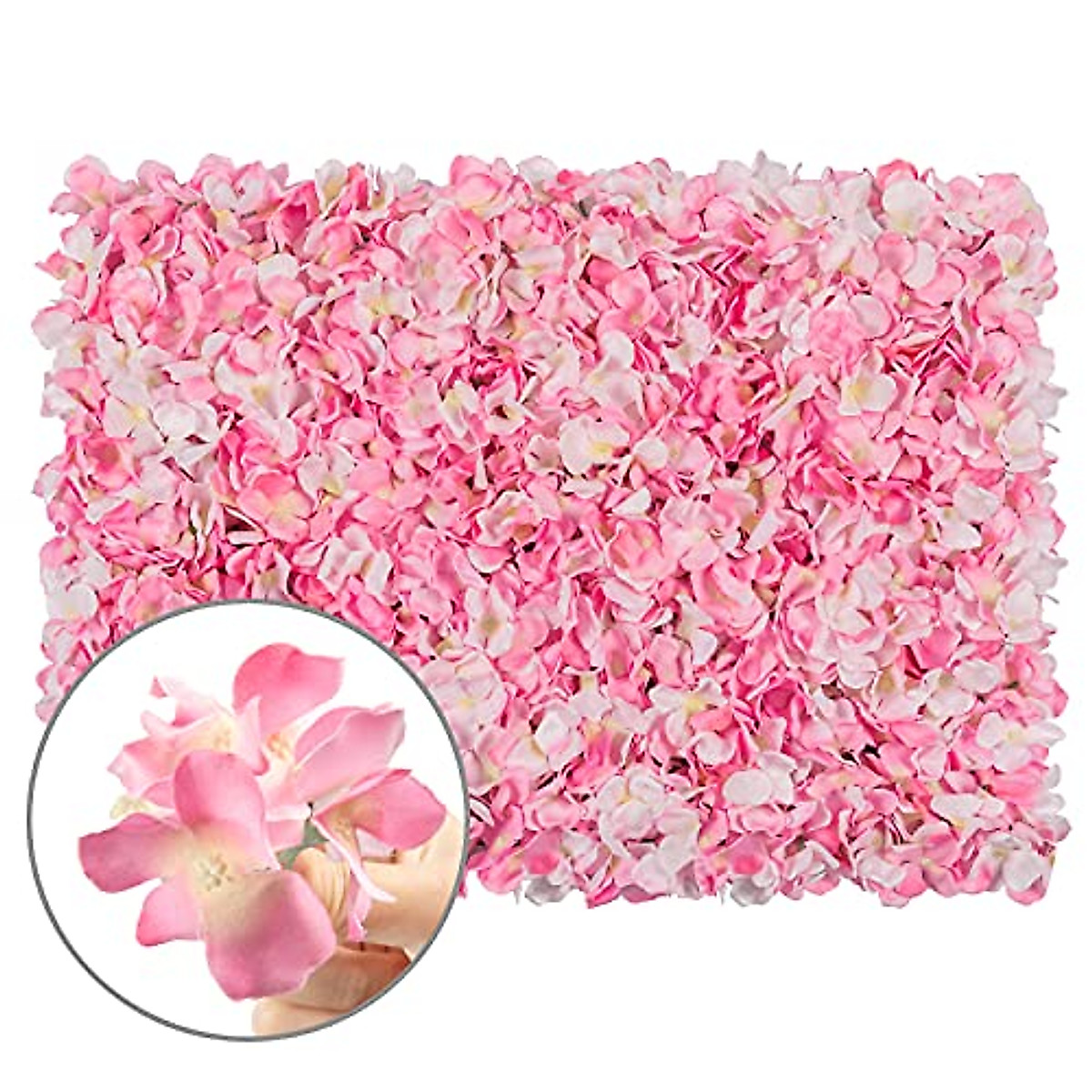 Flower Wall Panel Set, U'Artliens Artificial Wall Flower Backdrop 24x16 Inch 3D Silk Hydrangea Rose Floral Panel for Photo Background Home Party Wedding Backdrop Decoration (2pcs, Pink)