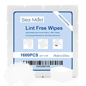 1600PCS Lint Free Nail Wipes Eyelash Extension Glue Wipes Lint Free Cleaning Cotton Cleanser Remover Makeup Cotton Pad Soft Nail Polish Remover Wipes