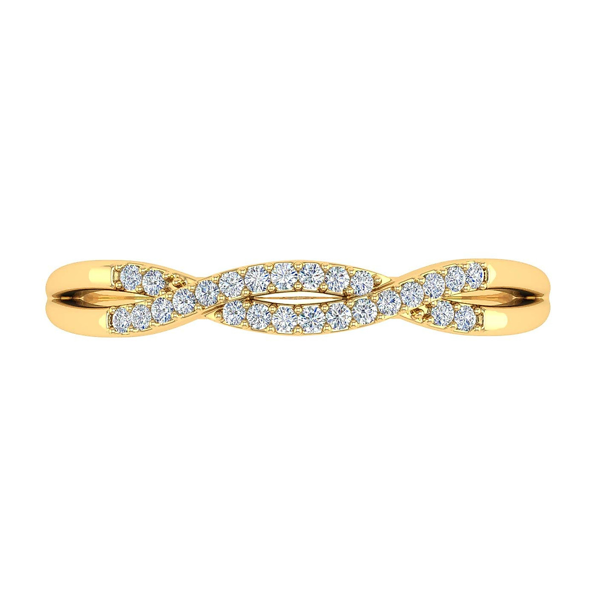 1/10 Carat (ctw) 10K Yellow Gold Diamond Ladies Swirl Stackable Anniversary Ring (Ring Size 8) (I1-I2 Clarity)