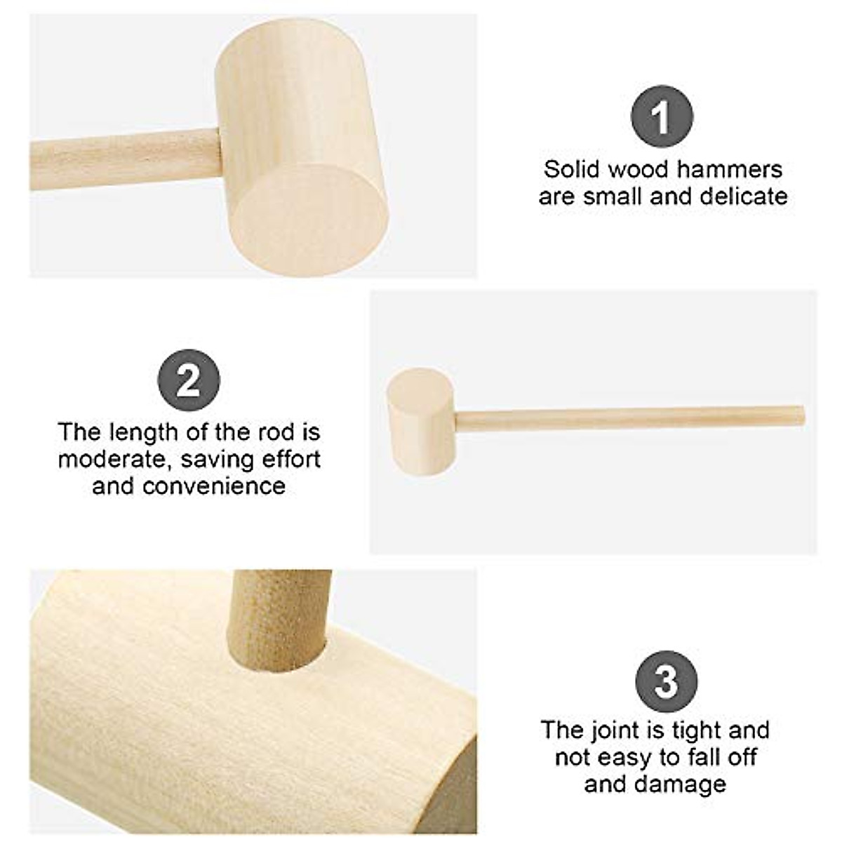 18 Pieces Mini Wooden Crab Lobster Mallets Seafood Shellfish Crab Hammer Solid Hardwood Hammer for Breakable Chocolate Heart, Cracking Seafood Tool and Craft Toys for Kids