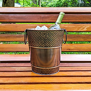 BREKX Berkshire Copper Finish Galvanized Wine Bucket, Leak & Rust Resistant, Sealed Ice and Drink Holder with Handles, 5 Quarts