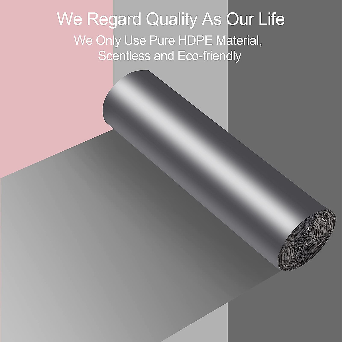 Small Trash Bag, 2 to 2.6 Gallon / 10 Liter Dark Gray Garbage Bags, 100 Count