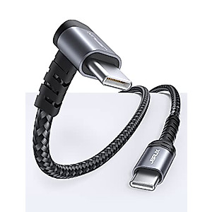 JSAUX 10FT USB-C to USB-C Cable 90 Degree, 60W Right Angle USB C to C Type C PD Fast Charger Cord Compatible with ROG Ally, Steam Deck, Switch, Samsung S23 S22 S21, Pixel, iPad Pro Air, MacBook Air