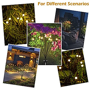 Solar Garden Lights, 6 Led Solar Swaying Light, Sway by Wind, Solar Outdoor Lights,Solar Garden Decorative Lights Yard Patio Pathway Decoration (Warm White, 6 LED Bulbs-2PACK)