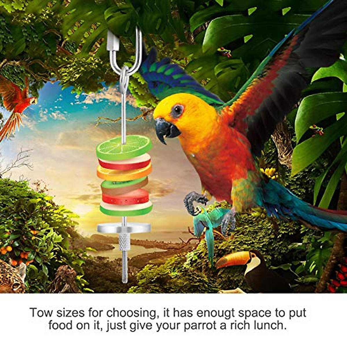 Yosoo Health Gear Bird Skewer, Bird Food Holder, Stainless Steel Fruit Vegetable Stick Holder Foraging Toy, Hanging Bird Cage Toy for Parakeet Cockatiel Conure Lovebirds Cockatoo (S)