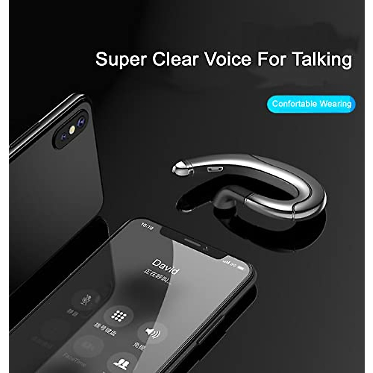 MAXIAEON TWS Ear Hook Bluetooth Wireless Headphones, Non Ear Plug Bluetooth Headset with Microphone, Stereo Sound Earphones Painless Wearing Sport Earphones for Smartphones (TWS Headset(Black))