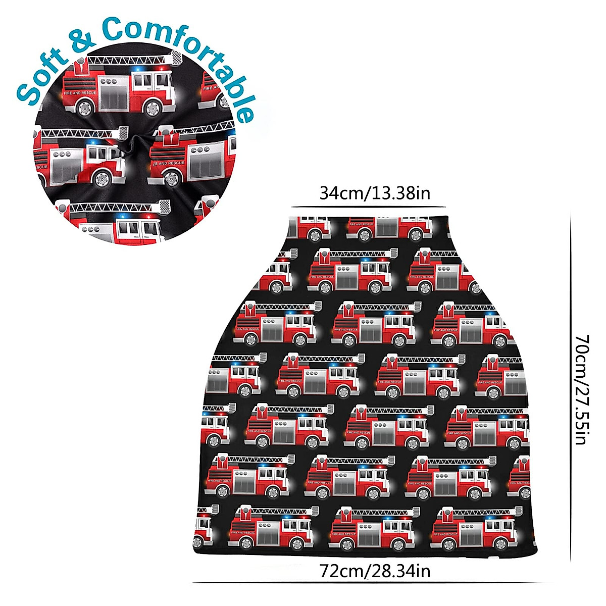 Fire Truck 3D Baby Car Seat Covers, Nursing Cover Breastfeeding, Scarf Soft Breathable Stretchy Coverage, Carseat Cover for Boys and Girls…