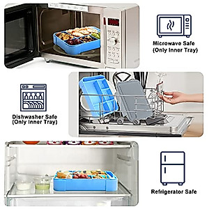 LOVINA Bento Box for Adult Kids, Stylish Teens Adult Lunch Box Containers With 5 Compartments, Durable, Microwave/Dishwasher Safe, BPA-Free, Perfect for On-the-Go Meal(Blue)