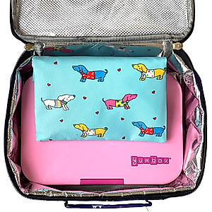 Yumbox Reusable Fabric Sandwich and Snack Bags (Set of 2 Unicorns and Cute Dog prints) for toddlers and kids' lunches. Zip Closure, Wide Opening, Washable, Food Safe, BPA Free, large 8x8 in.
