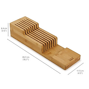 Joseph Joseph DrawerStore Knife Organizer, One Size, Bamboo & 85168 DrawerStore Compact Utensil Organizer For Kitchen Drawer Silverware, Flatware Tray, Small, Bamboo