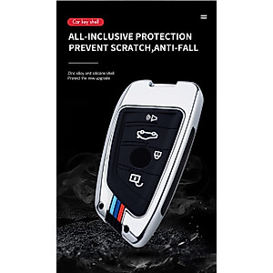 Bradegeve Key Fob Cover Case, Keychain, Metal Shell Cover Compatible for BMW 2 5 6 7 X1 X2 X3 X5 X6 X7 Series (Gunmetal)