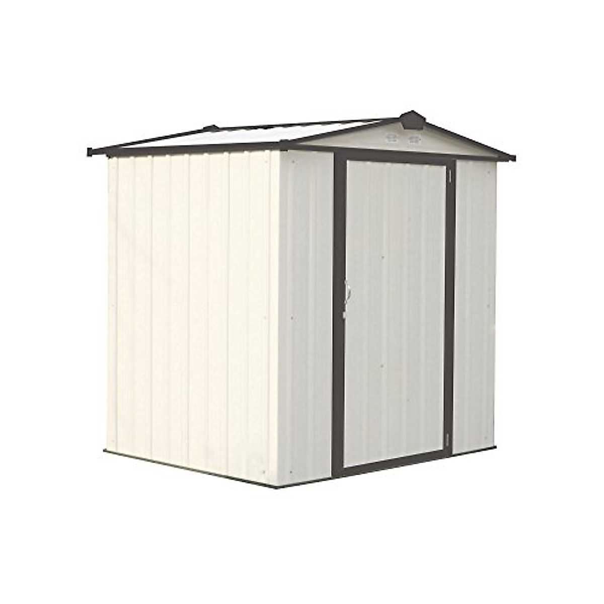 ARROW 6' x 5' EZEE Galvanized Steel Low Gable Shed Cream with Charcoal, Storage Shed with Peak Style Roof