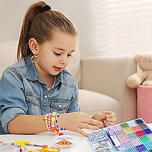 Segden 6000pcs Clay Bead Bracelet Kit,Polymer Flat Beads for Bracelet Making Kit,24 Colors Heishi Beads Letter Beads Spacer Beads for Friendship Bracelets with Charms Elastic Strings