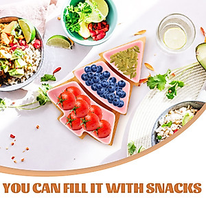 Angoily Christmas Tree Shaped Platter Ceramic Christmas Serving Tray for Entertaining, Food Serving Platter with Base for Appetizer, Snacks, Fruit, Candy Dessert for Xmas Party (Pink,26.4cm)