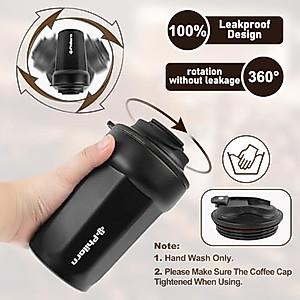 PHILORN Coffee Tumbler Leak Proof -14 oz Insulated Coffee Mug with Lid, Reusable Coffee Cup for Hot and Cold Drinks, Thermal Cup Stainless Steel Coffee Mug with Double Wall