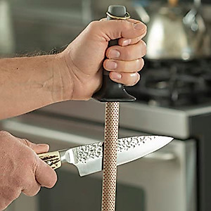 Smith’s 3001 10” Oval Diamond Sharpening Steel Rod – Grey – Oval Design – Rubber Grip Handle – Plastic Sharpening Tip