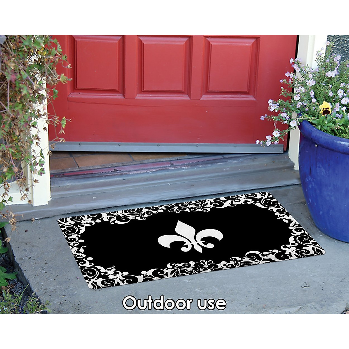 Toland Home Garden 800015 Fleur De Lis Lily Door Mat 18x30 Inch French Outdoor Doormat for Entryway Indoor Entrance