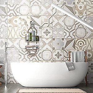 YUNWANG Bathroom Shower Caddy Over Shower Head，Stainless Steel Shower Caddy Hanging for Shampoo and Conditioner，Shower Rack with Hooks for Razors Towels，Sliver，24.8x11x3.9 Inch