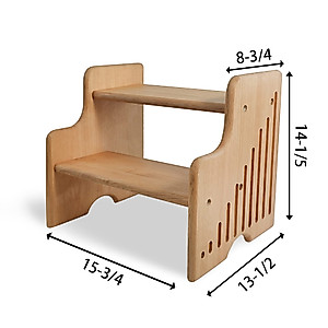 CONSDAN Step Stool, USA Grown Solid Hardwood Oak, Wooden Step Stool for Adults Kids Seniors, Bathroom Kitchen Toilet Living Room Bedroom Helper Stool (Natural Oak)