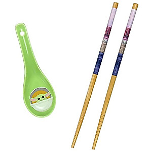 Star Wars The Mandalorian Grogu Baby Yoda Snack Time Ramen Noodle Bundle with Bowl, Spoon, And Chopsticks