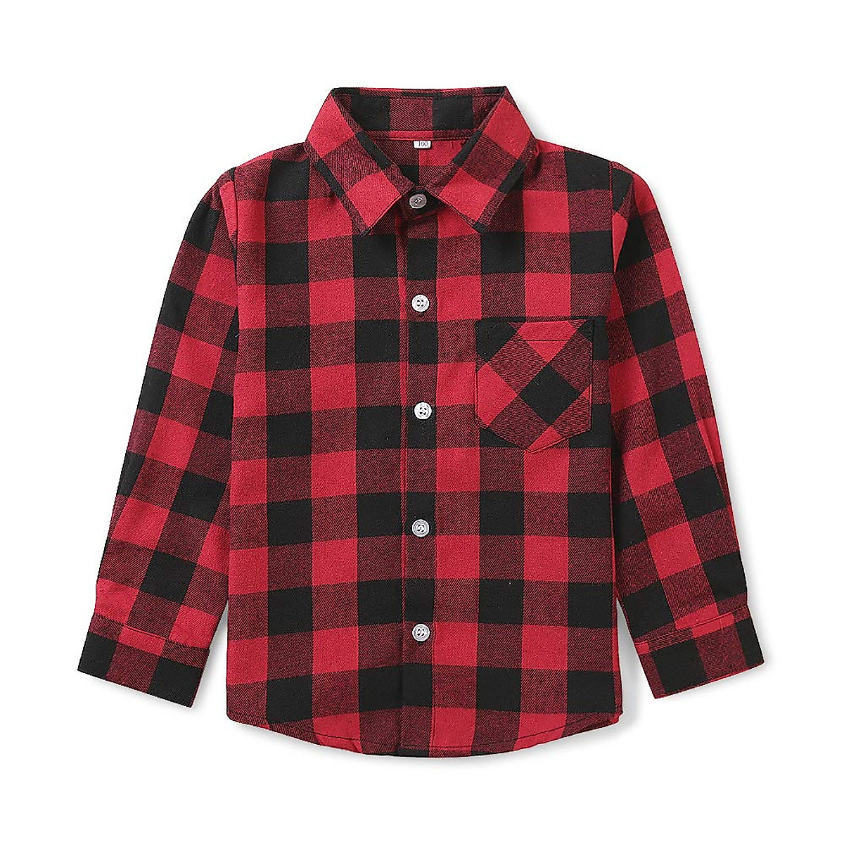 Boys Flannel Shirt Toddler Buffalo Plaid Shirt Long Sleeve Button Down Shirts Kids Casual Tops G001 Red Black Tag 160CM - 9-10 Years