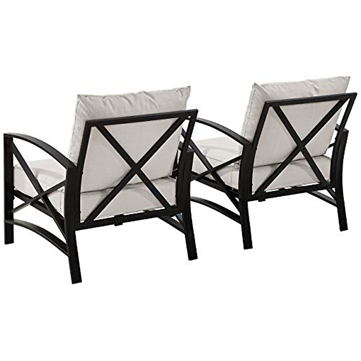 Crosley Furniture KO60013BZ-OL Kaplan Outdoor Metal Arm Chairs, Oiled Bronze with Oatmeal Cushions