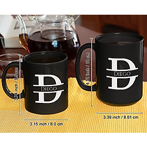 Personalized Monogram Coffee Mug, Initial Letter D Customized for Women Men Girls Boys Dads Moms Friends, Taza de Café Personalizada Con Monograma, Letra Inicial - Black Mug Letter D 11oz