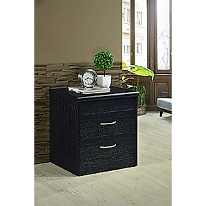 Hodedah 2 Drawer Nightstand, Black, 21.65 in x 48.03 in x 72.83 in