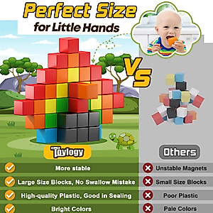 48PCS Magnetic Blocks for Toddlers Toys, Large Magnetic Cube Toys for Sensory STEM Education Preschool Magnet Toys for 3 4 5 6 Year Old Boys and Girls, Compatile with Mine Magnet World