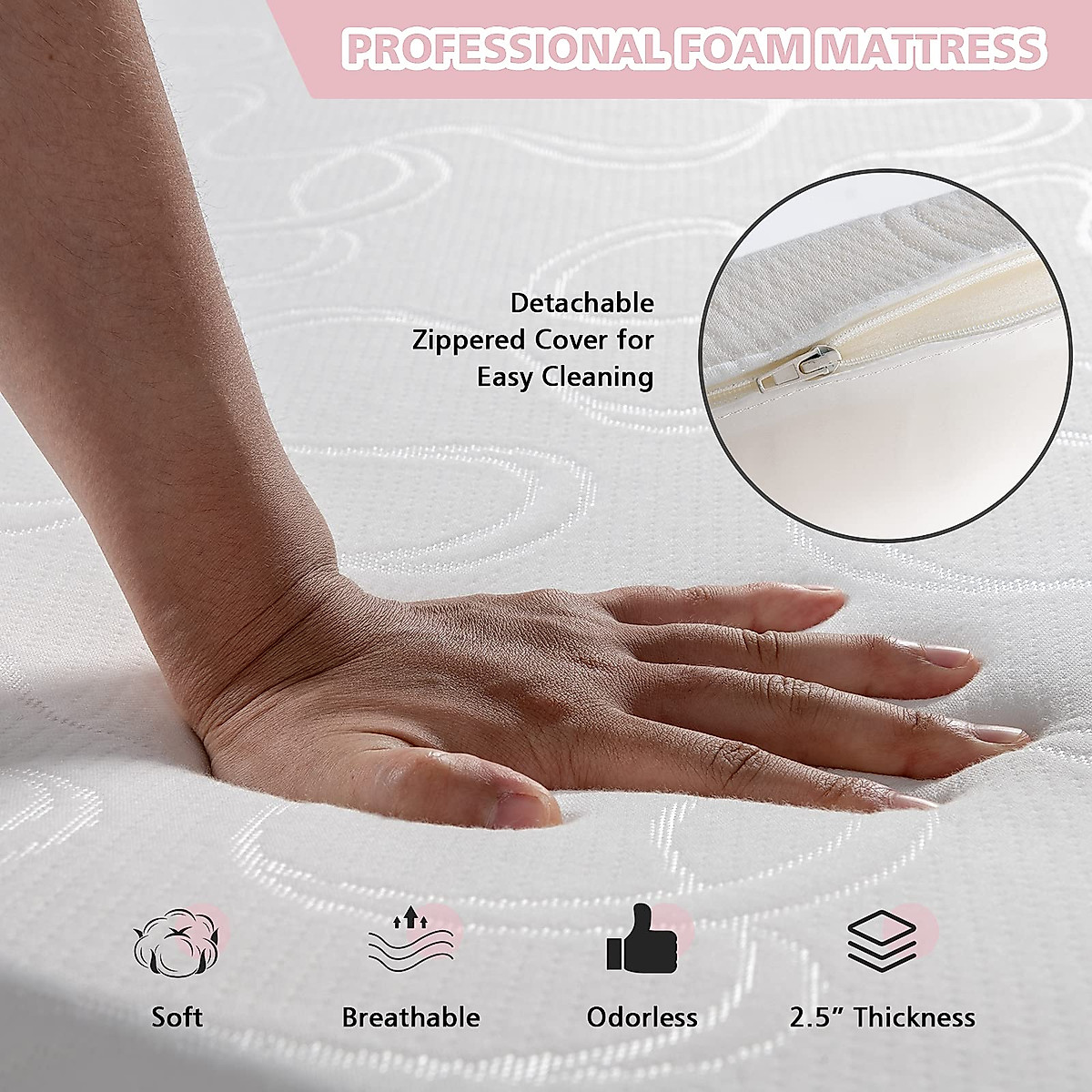 KOMFOTT Folding Ottoman Sleeper Chair Bed with Mattress, Convertible Fold Out Sleeper Sofa Bed, Guest Bed Chaise Lounge for Living Room Small Apartment Bedroom, 89" D x 40.5" W