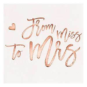 Calculs From Miss to Mrs Bridal Shower Beverage Napkin Rose Gold Foil for Bachelorette/Engagement Party Paper Table Supplies 55 Pieces
