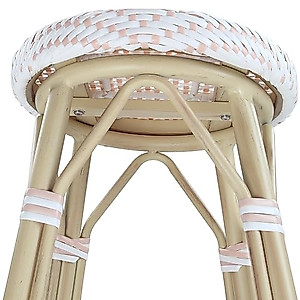 Greemotion Binde Boho 26-inch Aluminum and All-Weather Wicker Barstools with Footrest, Patio Stools & Bar Chairs for Outdoor, Kitchen Counter, Poolside, Yard, Set of 2, White