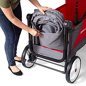 Radio Flyer Discovery Stroll 'N Wagon with Canopies, Folding Wagon with Single Recline Seat, for 1+ Years