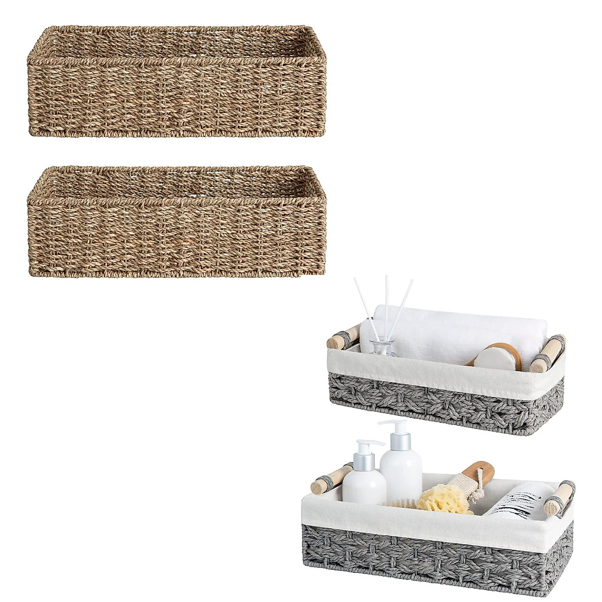StorageWorks Seagrass Woven Storage Baskets