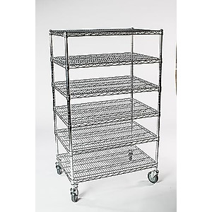 Omega 21" Deep x 42" Wide x 102" High 6 Tier Chrome Wire Shelf Truck with 1200 lb Capacity