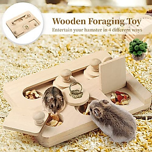 FELISTORY Wooden Foraging Toy for Small Pet - 6 in 1 Interactive Hide Treats Puzzle Snuffle Game, Mental Stimulation Toy for Guinea Pig,Rabbit,Hamster,Hedgehog, Chinchilla, Mouse,Rats,Sugar Gilders