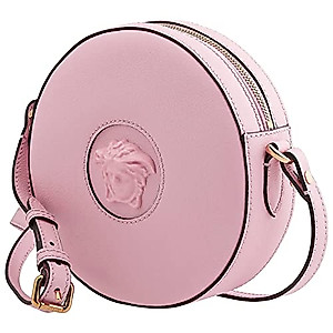 Versace Ladies La Medusa Round Leather Camera Bag In Baby Pink