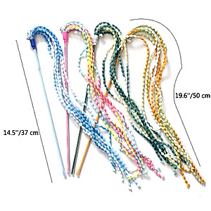 IUHKBH Cat Teaser Toys, 4 PCS Plush Srtip Cat Wands Interactive Cat Teasing Stick Vibrant Cat Teaser Wands with Bell for Cat Kitten Having Fun Exerciser Playing