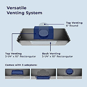 Hauslane | Chef Series 30" PS18 Under Cabinet Range Hood, Stainless Steel | Pro Performance | Contemporary Design, Touch Screen, Dishwasher Safe Baffle Filters, LED Lamps, 3-Way Venting