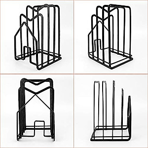 Pot Pan Lid Holder Rack kitchen Shelf Chopping Board Rack Cutting Board Rack Organizer Stand Holder Kitchen Countertop Drain Storage Shelf Bedroom Study Bookshelf Desk Organization (black)