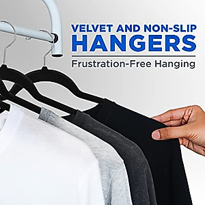SereneLife Premium Non-Slip Velvet Hangers - Space Saving Heavy Duty Slim Suit Clothes Hanger Set with 360 Degree Swivel Metal Hook, Can Hold Up to 10 Lbs. For Coats, Jackets, Pants & Dress (100-Pack)