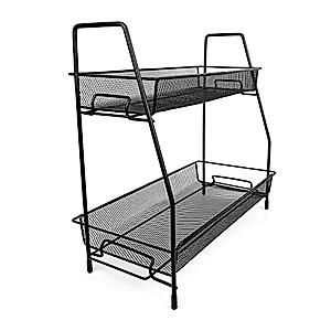 Glynae Kitchen countertop organizer spice rack L35 x W17 x H32.5 cm Bathroom counter organizer storage shelf easy to install and firm - Black