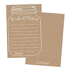 50 Rustic Mason Jar Words of Wisdom Advice Cards, Use As Graduation Advice Cards, Marriage or Wedding Advice Cards, Bridal or Baby Shower Party Games, Boy or Girl Baby Prediction or Advice Cards