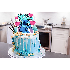 Stitch Birthday Cake Topper for Stitch Birthday Party Decorations, Lilo and Stitch Birthday Party Supplies