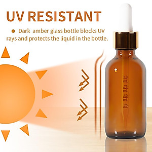 StellaCare Set of 2, 2oz Eye Dropper Bottle, Amber Glass Dropper Bottles, Empty Glass Dropper Bottles, Travel Liquid Bottles