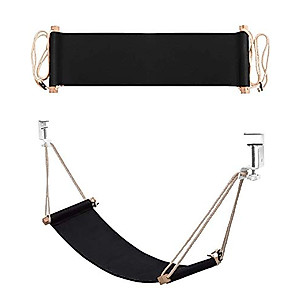 Home-organizer Tech Portable Adjustable Foot Hammock for Corner Desk Office Foot Rest Mini Under Desk Foot Rest Hammock for Home, Office, Airplane, Travel, Study and Relaxing (Black)