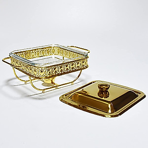 YRHH 1.8L Chafing Dish Buffet Set, Food Heating Container and Buffet Warmer Sets with Lid, Gold