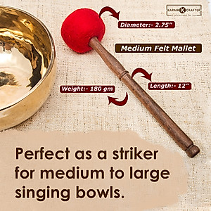 Karma Crafter Tibetan Singing Bowl Mallet Wooden Felt Striker Sound Bowl Meditation Mallet Sound Bowl Stick Meditation Yoga Tibetan sound bowl mallet (Medium Striker)